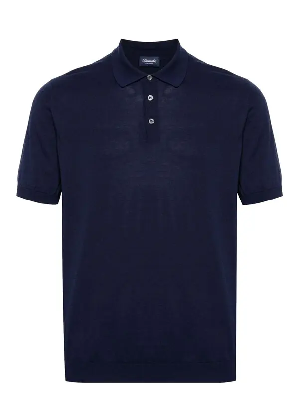 DRUMOHR Fine-knit Polo Shirt - Blue