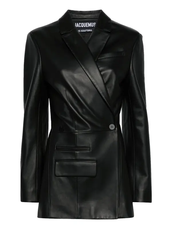 Jacquemus La Veste Tibau Leather Blazer - Black
