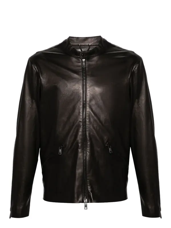 GIORGIO BRATO Zip-up Leather Jacket - Black