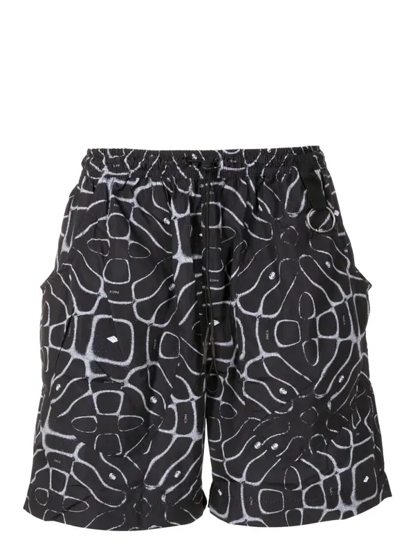 PACE Abstract-print Drawstring Shorts - Black