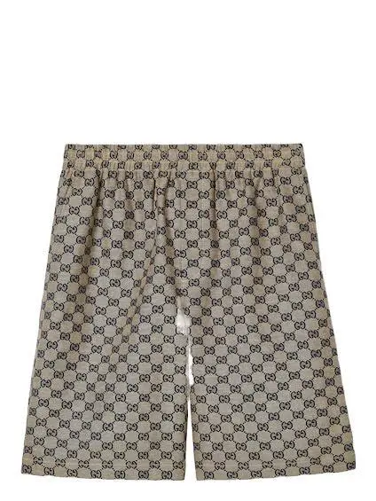 Gucci Gg Linen Blend Canvas Shorts - Beige