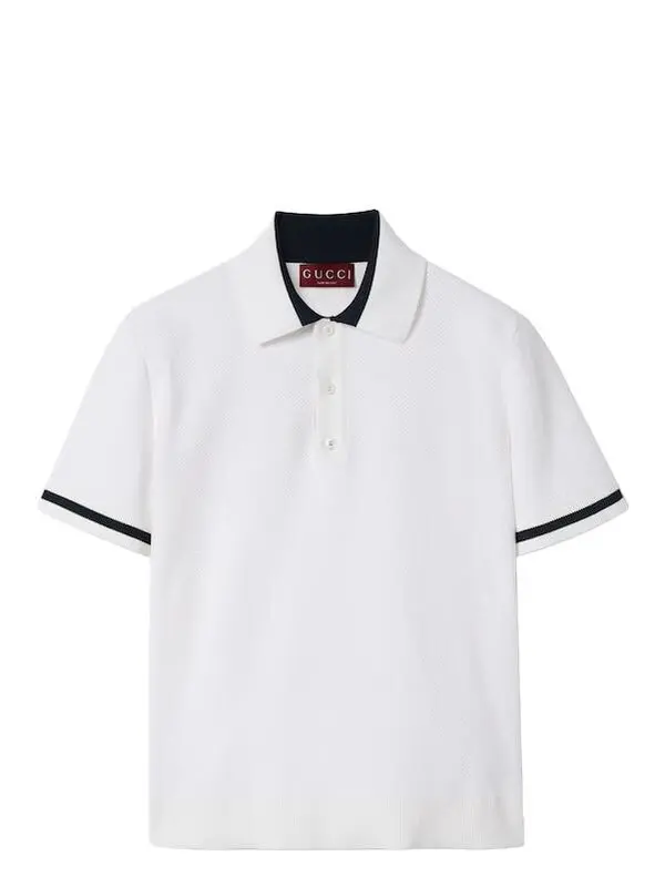 Gucci Knit Cotton Polo Shirt With Intarsia - White