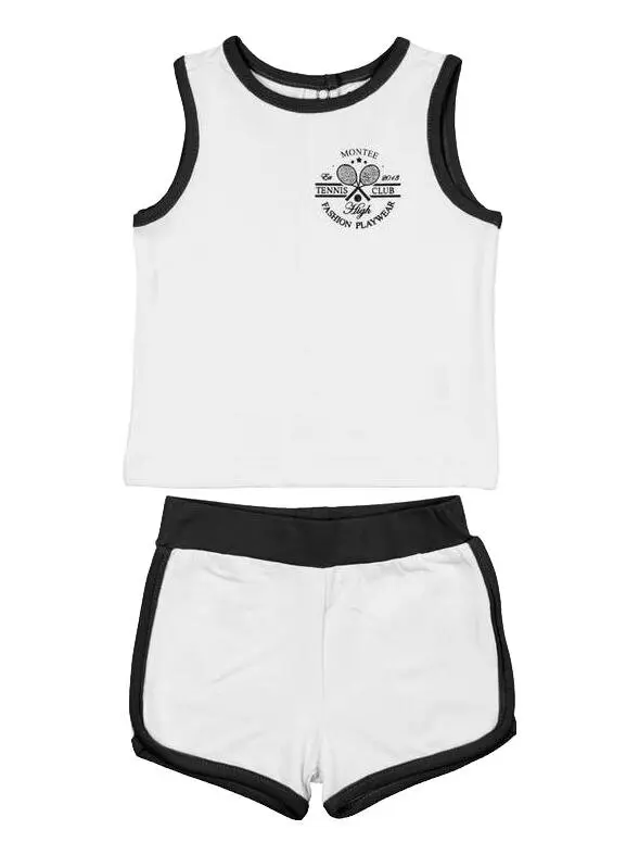 MANIÈRE Tennis Club Tank & Shorts Set - Black And White