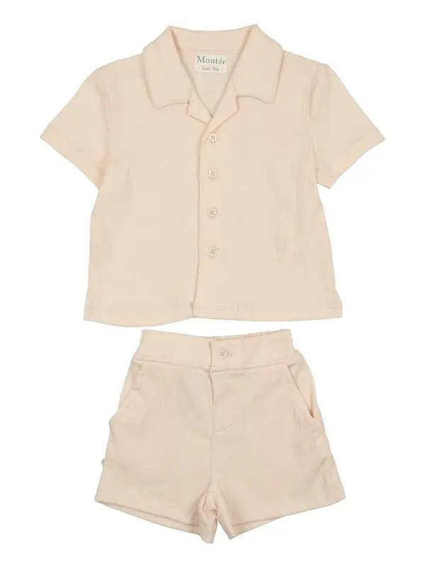 MANIÈRE Gauze Camp Shirt & Shorts Set - Cream