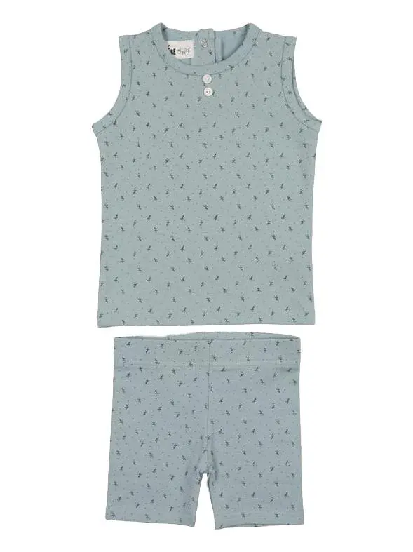 MANIÈRE Polka Dots Tank And Shorts Set - Aqua