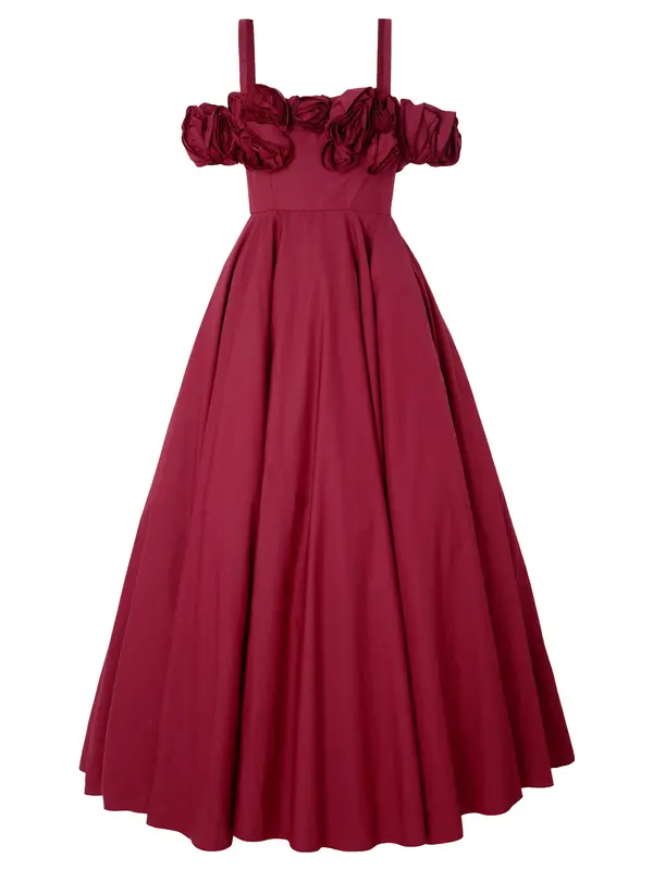Giambattista Valli Appliquéd Cotton Gown - Red