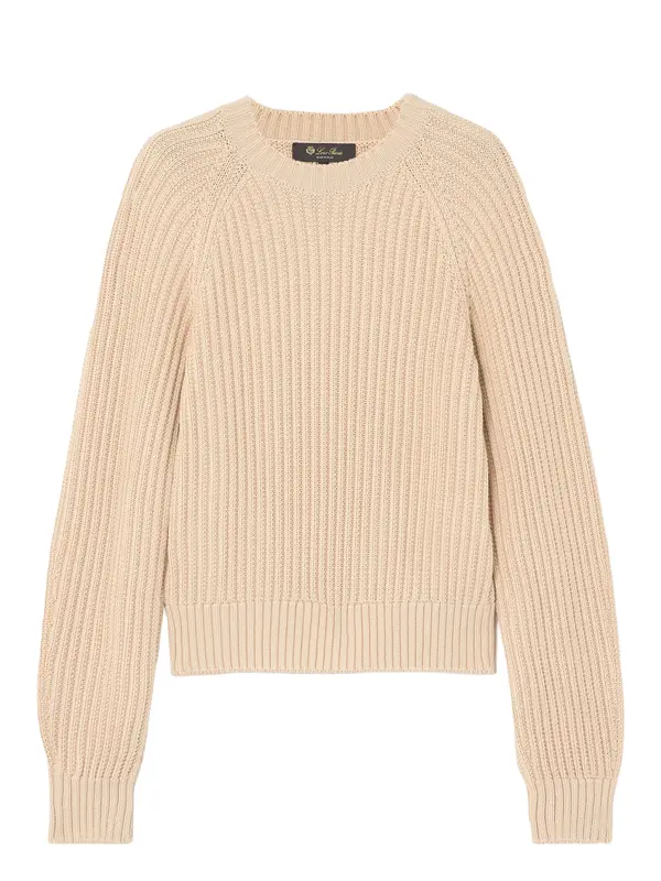 Loro Piana Ribbed-knit Silk And Cotton-blend Sweater - Off-white