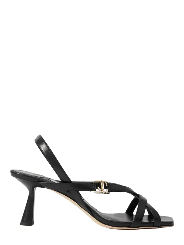 JIMMY CHOO Jess 65 Embellished Leather Slingback Sandals - Black