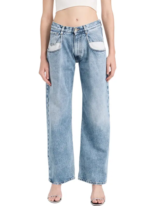 MAISON MARGIELA Straight Jeans With Contrast Pockets - Denim