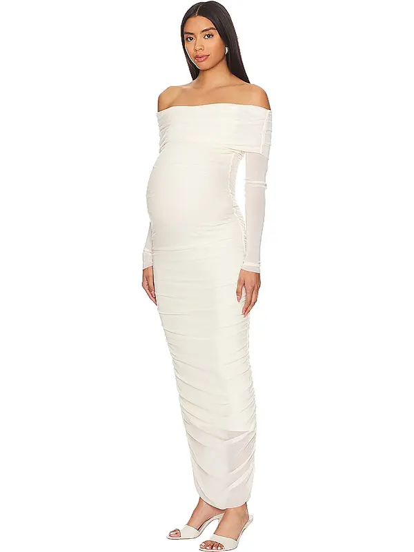 BUMPSUIT Off The Shoulder Mesh Dress - White