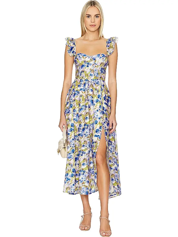 Astr The Label Wedelia Dress - Yellow Blue Floral