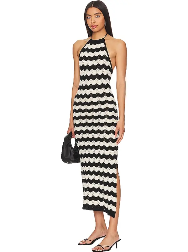 CAPITTANA Cornelia Dress In Black - Black & Stripes