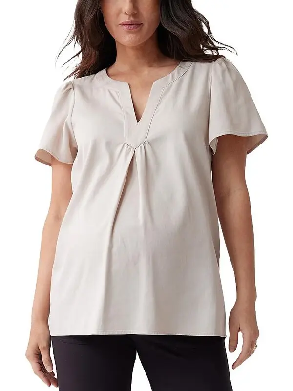 INGRID & ISABEL Maternity Woven Top - Stone