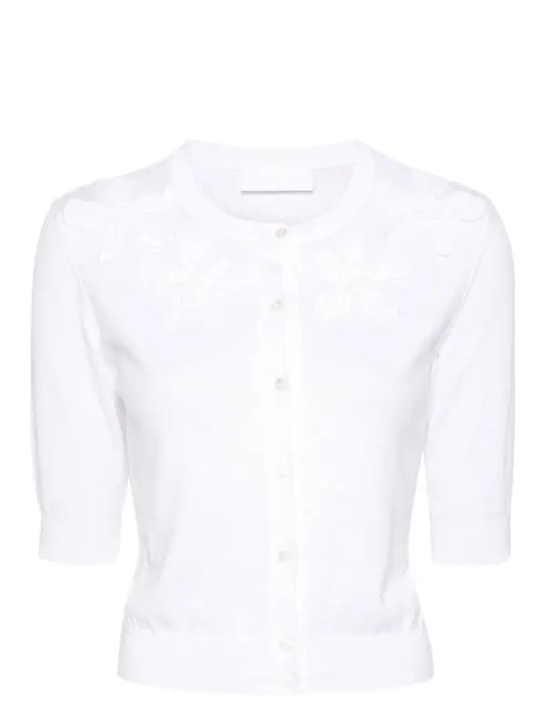 Valentino Garavani Embroidered Cotton Cardigan - White