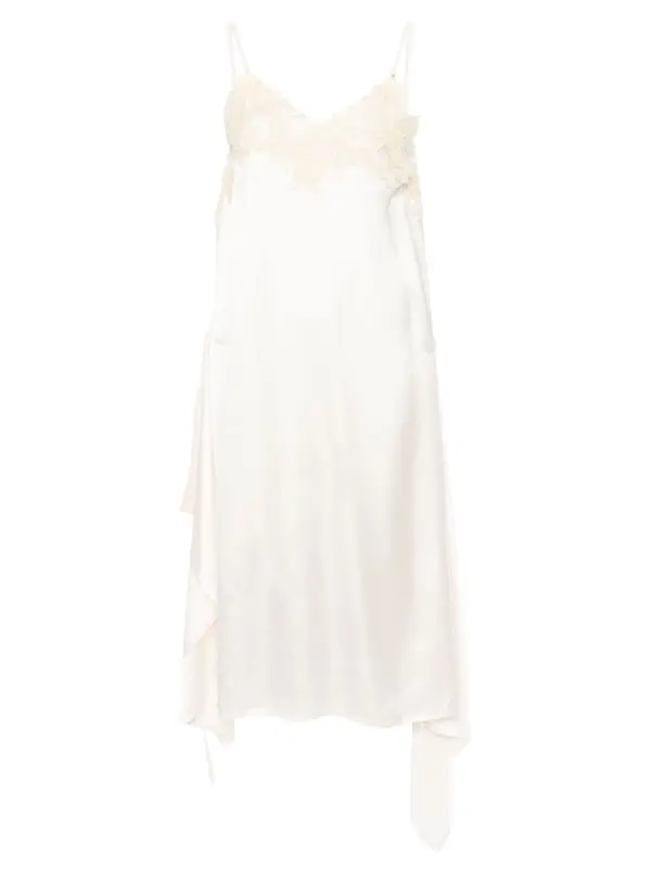 Plan C Floral-lace Satin Slip Dress - Neutrals