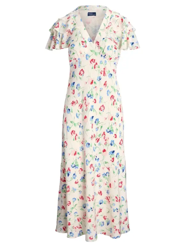 Polo Ralph Lauren Floral-print Silk Midi Dress - Neutrals