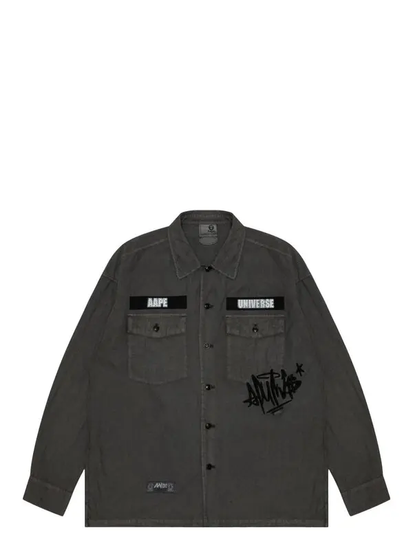 AAPE BY *A BATHING APE® Logo-tape Cotton-blend Shirt - Black