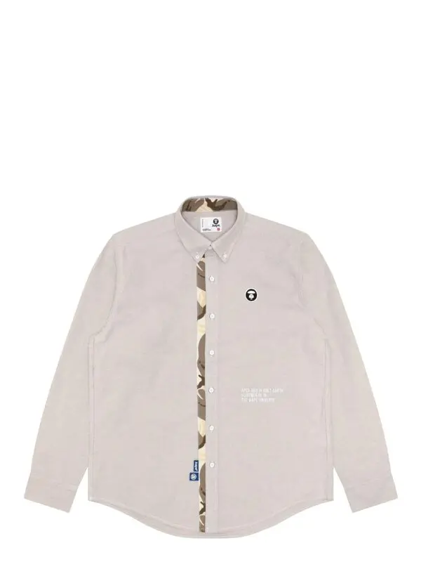 AAPE BY *A BATHING APE® Moonface-embroidered Cotton Shirt - Neutrals