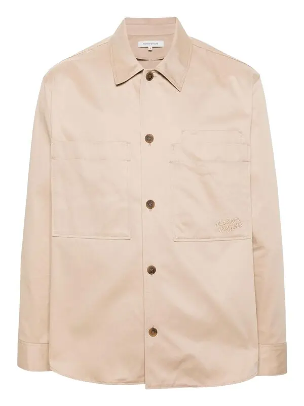Maison Kitsuné Button-up Cotton Overshirt - Neutrals