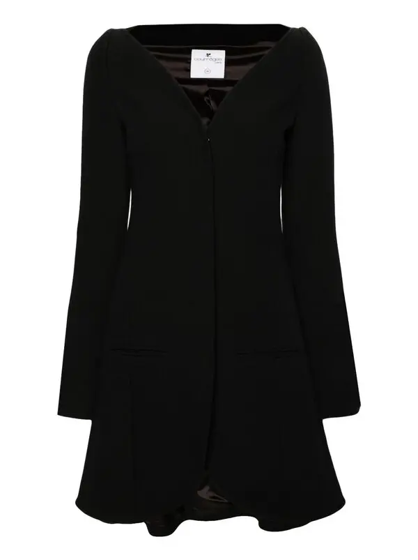 COURREGES Ellipse Heritage Crepe Coat - Black