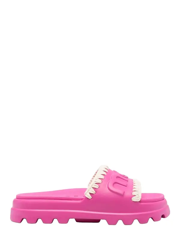 Mou Eva Logo-embossed Slides - Pink