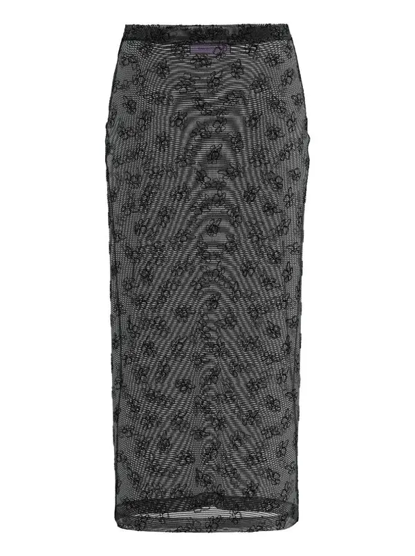 MARGHERITA MACCAPANI Embroidered Semi-sheer Overskirt - Black