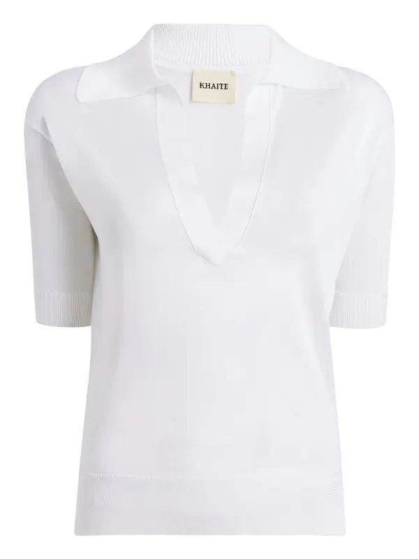 Khaite The Julita V-neck Polo Top - White