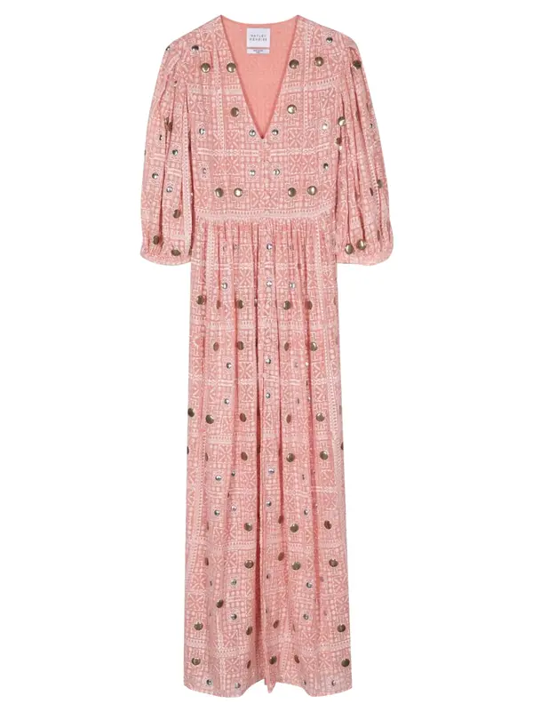 HAYLEY MENZIES Stud-embellished Printed Midi Dress - Pink