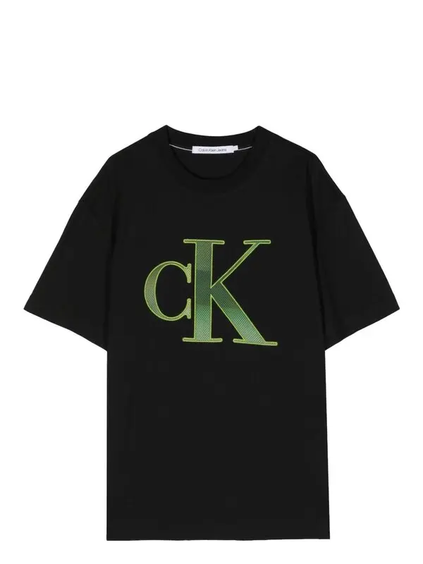 Calvin Klein Perforated-logo Cotton T-shirt - Black