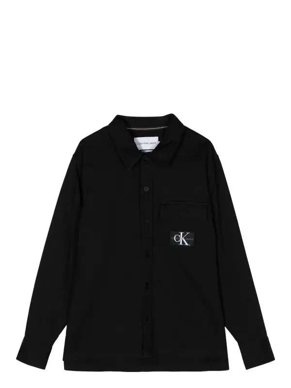 Calvin Klein Utility Logo-print Buttoned Shirt - Black