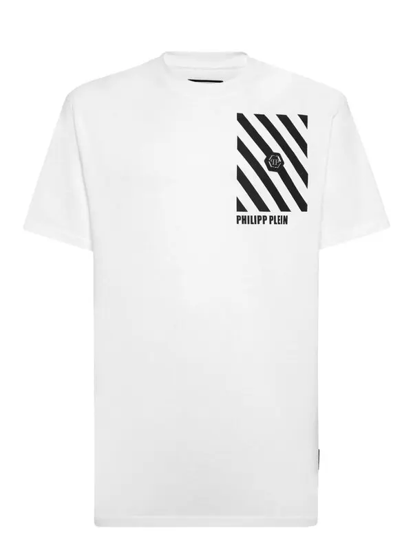 Philipp Plein Striped Cotton T-shirt - White