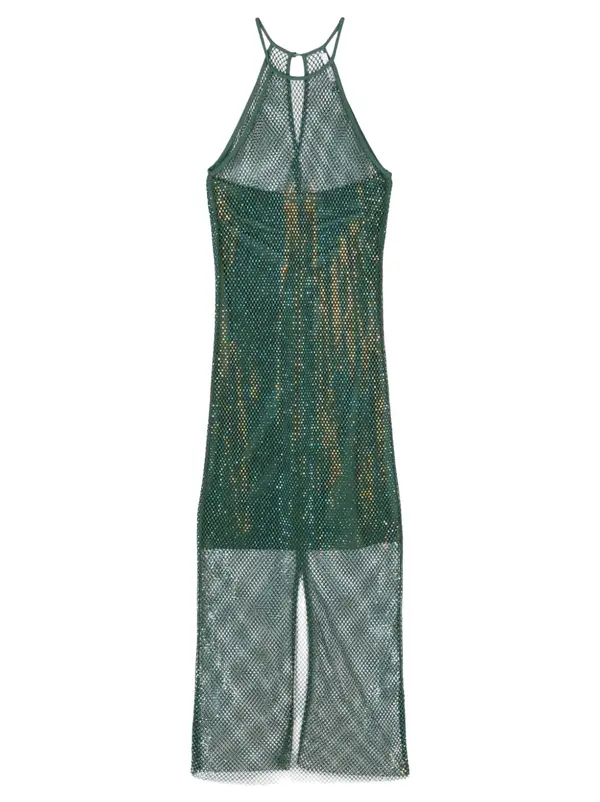 Patrizia Pepe Rhinestoned Mesh Maxi Dress - Green