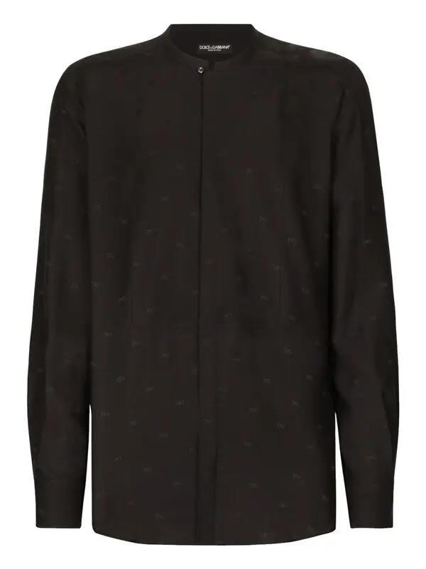 Dolce & Gabbana Logo-print Silk Shirt - Black