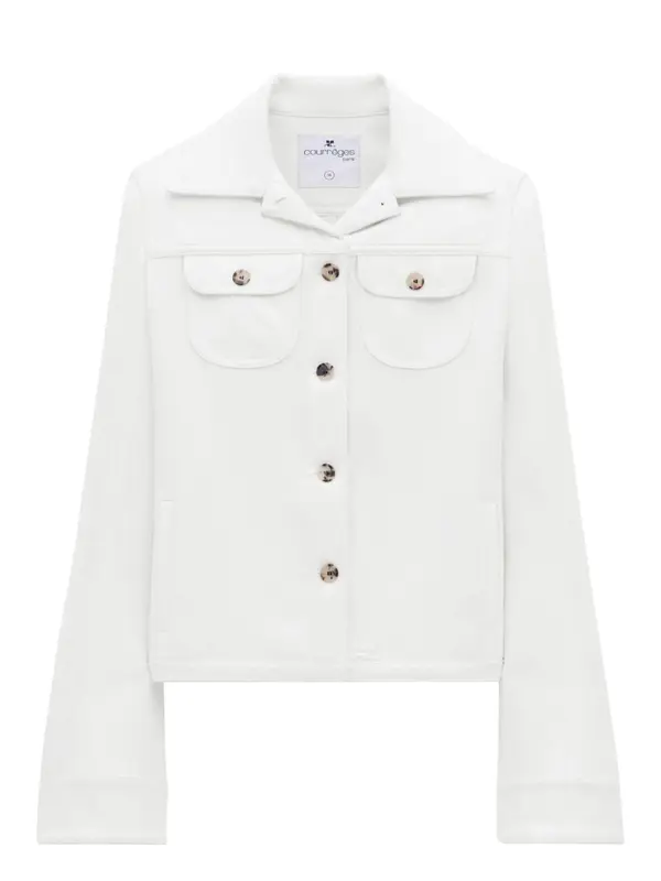 COURREGES Single-breasted Twill Jacket - White
