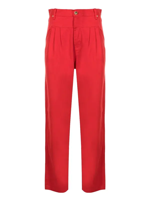 AMAPO Pleat-detail Cotton Trousers - Red