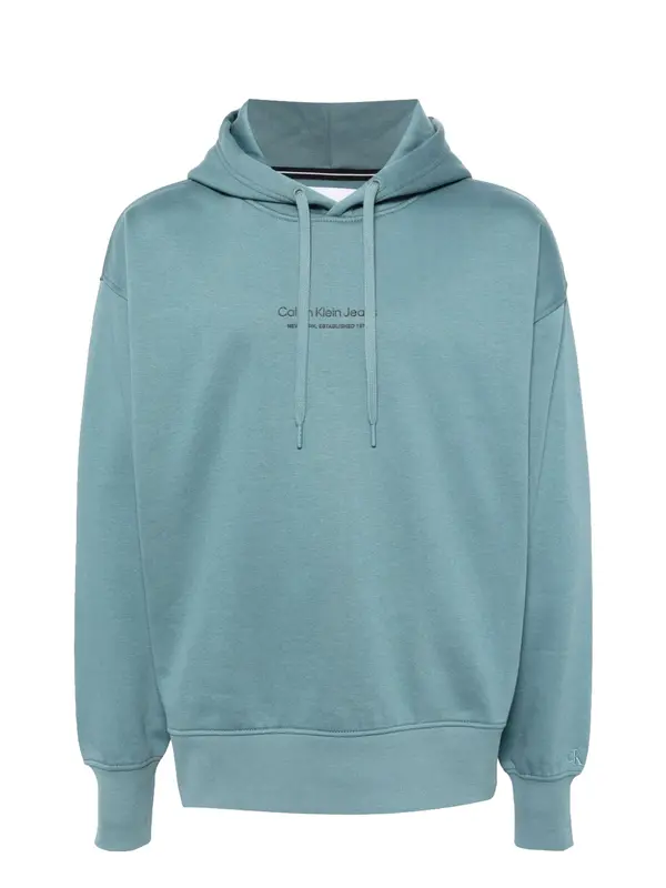 Calvin Klein Logo-print Drawstring Hoodie - Blue