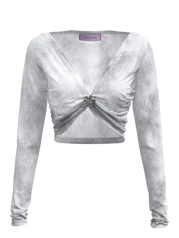 MARGHERITA MACCAPANI Angela Brooch-detail Top - Grey