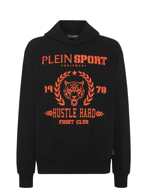 PLEIN SPORT Logo-print Cotton-blend Hoodie - Black