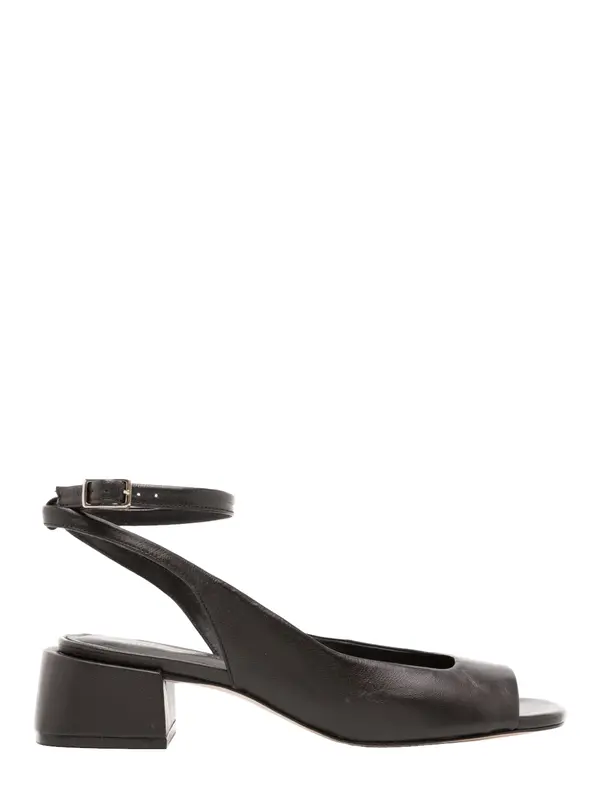 STUDIO CHOFAKIAN Square-toe Leather Sandals - Black