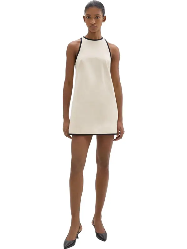 Theory Shift Dress In Organic Cotton - Sand/black