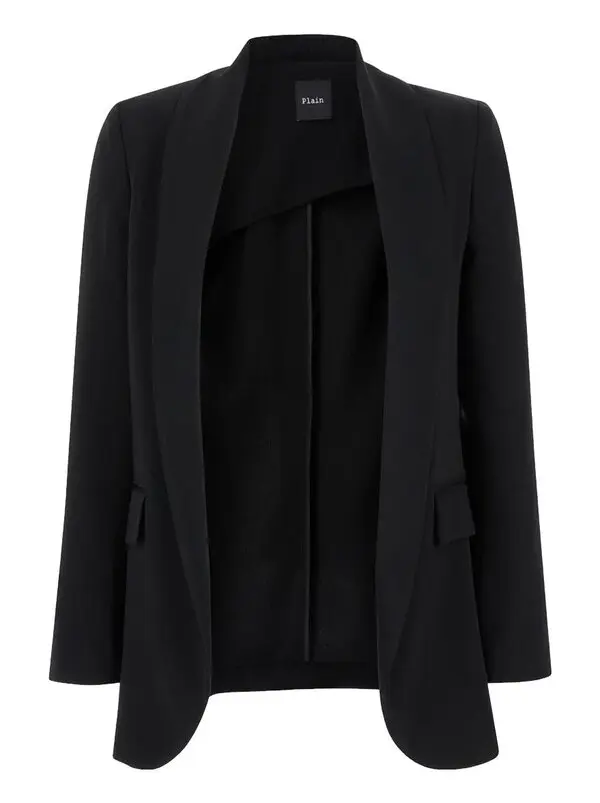PLAIN Open Jacket In Technical Fabric - Black