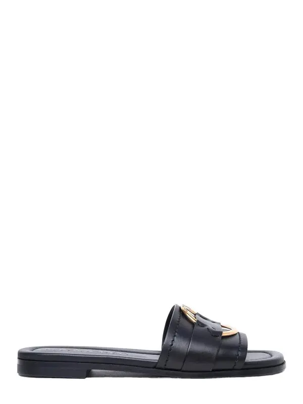 Moncler Bell Leather Slippers - Black