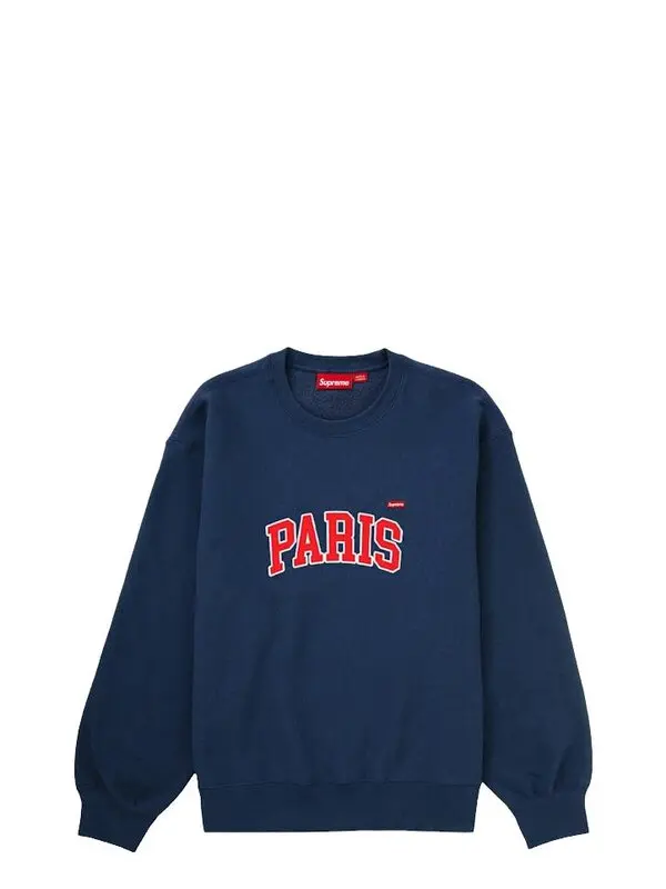 Supreme Paris Shop Small Box Crewneck Sweatshirt - Navy Blue