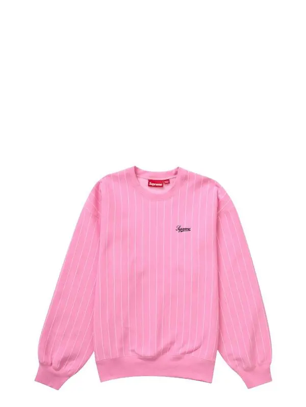Supreme Pinstripe Crewneck Sweatshirt - Pink