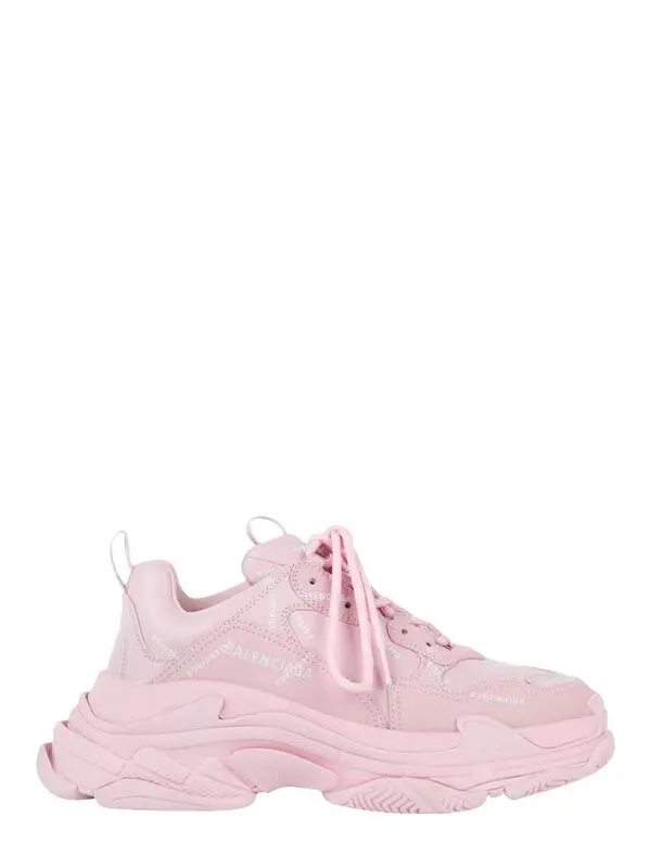 Balenciaga All Over Logo Triple S Sneakers - Pink/white