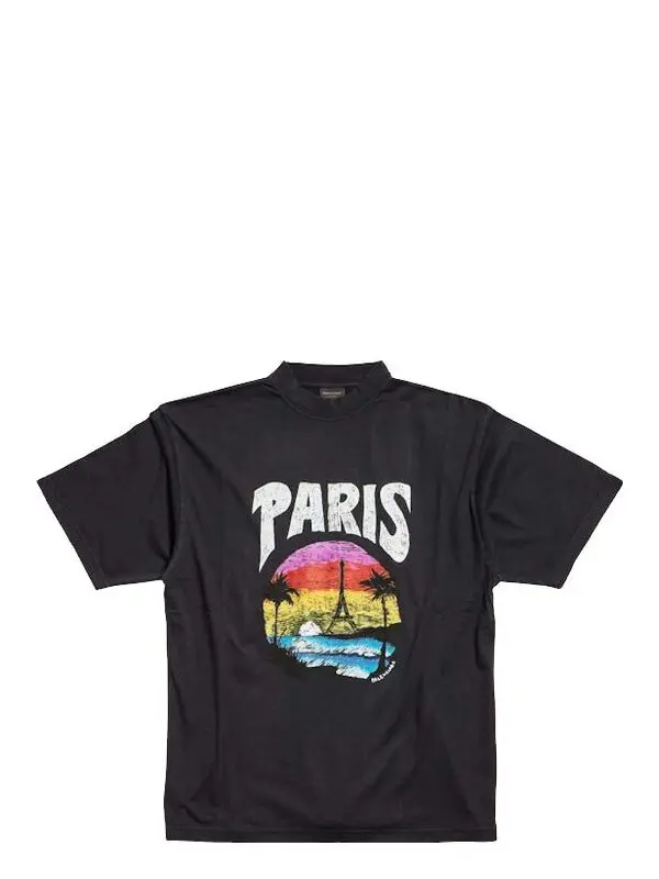 Balenciaga Paris Tropical T-shirt Medium Fit - Black
