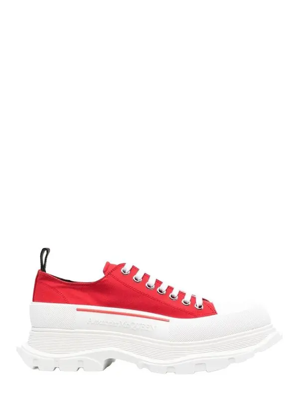 Alexander McQueen Tread Slick Low Lace Up Sneakers - Red/white
