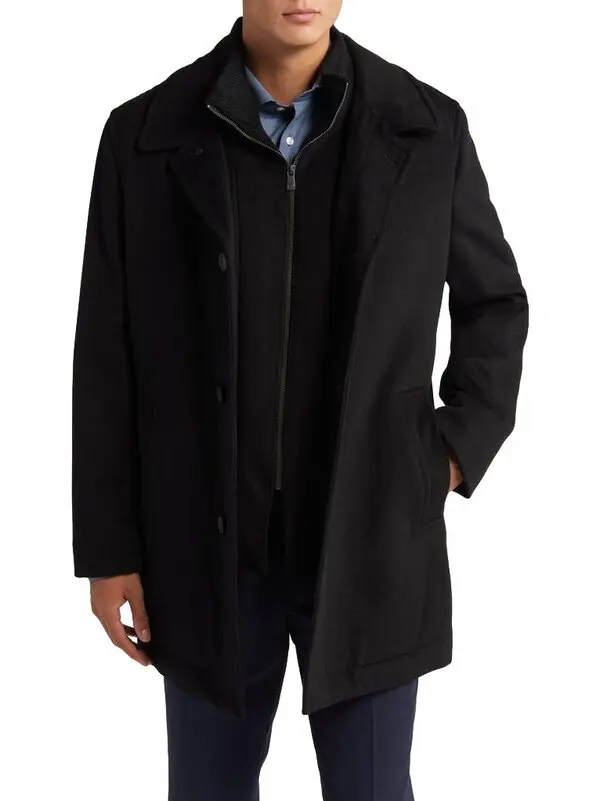 Hart Schaffner Marx Macbeth Wool-blend Coat With Bib - Black