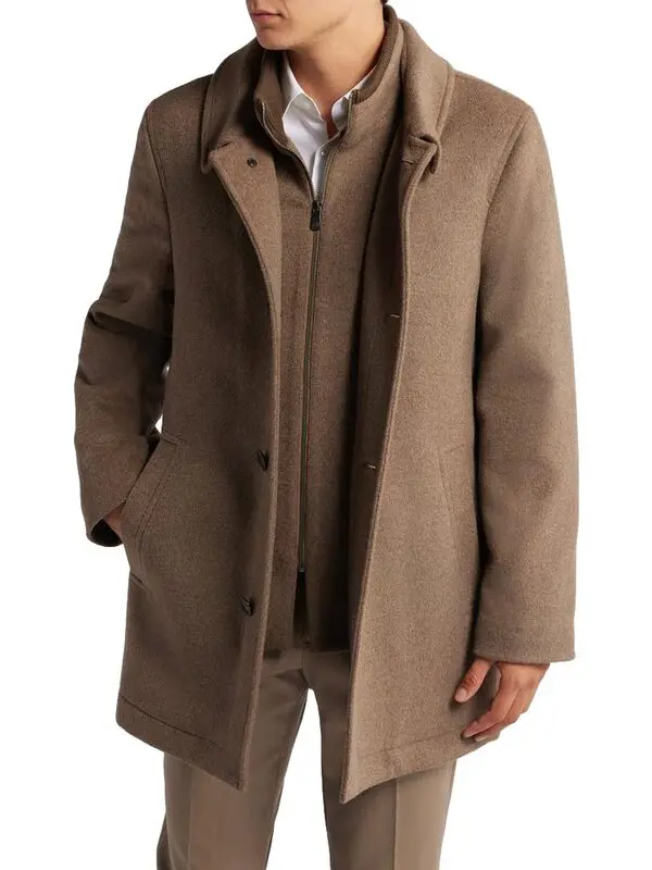 Hart Schaffner Marx Macbeth Wool-blend Coat With Bib - Oatmeal