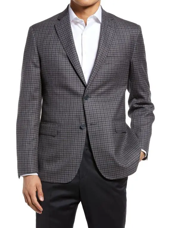 Jb Britches Check Wool Sport Coat - Dark Taupe